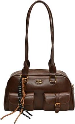 Generic Sac à bandoulière rétro en cuir en cuir avec un sac de passe-passe pour voyages de travail (noir) (marron)