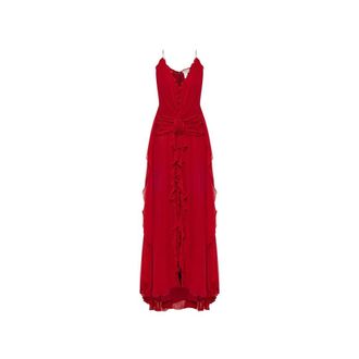 Blumarine Robe &agrave; fines bretelles avec drap&eacute; - Femme - Robes - Rouge - Taille: 40 FR