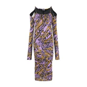 Versace Jeans Couture Logo-Print Gathered Dress - - Dresses - Damen - Lila - S