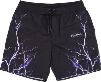 Phobia Archive Homme, Maillots de bain, Noir, Taille: XL All Over Lightning Print Swim Shorts