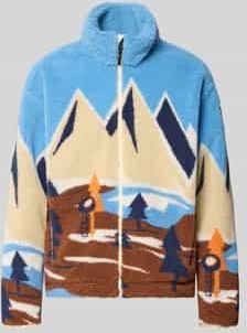 Napapijri Fleecejacke im Allover-Look mit Stehkragen