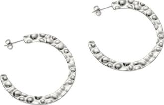 Dansk Copenhagen SOL Waterproof Silver Stainless Steel Hoops - Hammered Finish - - Accessories - Damen - Grau - ONE SIZE
