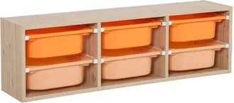 Sweeek Kinder Aufbewahrungsm&ouml;bel mit 6 bunten Beh&auml;ltern