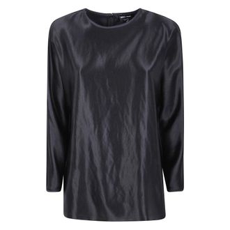 Giorgio Armani Bluse aus Tussah-Seidensatin - - Tops - Damen - Schwarzk - S