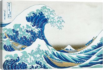 Posterlounge Die große Welle vor Kanagawa IV Leinwandbild von Katsushika Hokusai 30 x 20 cm Blau Wandbilder Wanddeko