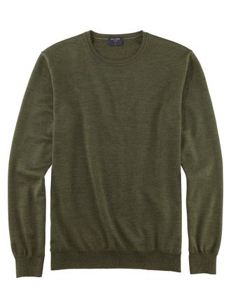 Olymp Herren Pullover Rundhals Casual.Strick,Single Jersey,Regular fit,Oliv 47,3XL