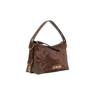 Love Moschino Womens Suede-Effect Polyester Shoulder Bag Brown