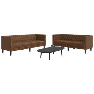 vidaXL Vidaxl - 2-tlg. Chesterfield-Sofa-Set Braun Kunstleder Wildleder-Optik