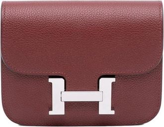 Herm&egrave;s Portefeuille Constance Slim doccasion - Femme - Pre-owned - Rouge - Taille: ONE Size