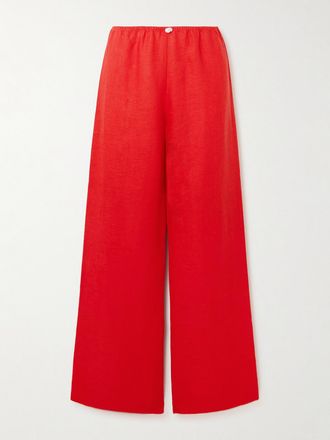 Sara Cristina Playa Hose Aus Leinen Mit Perle - Rot