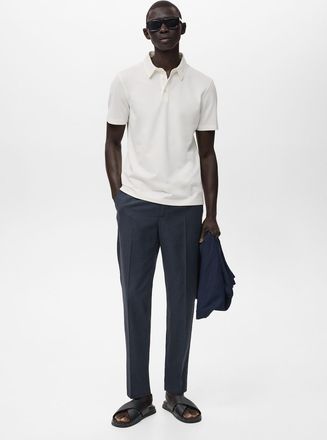 Mango Polohemd aus Baumwollpikee cremeweiß - Herren - XS - MANGO MAN