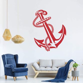 Sticker Genie Anker Wandtattoo Wandaufkleber Sticker Aufkleber (75 (B) x 95 (H) cm, Rot)