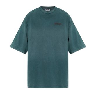 Moschino Homme, Tops, Vert, Taille: M T-shirt en jersey de coton brod&eacute;