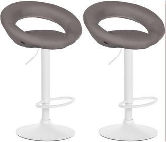 Clp Lot de 2 tabourets de bar Olinda tissu Gris Blanc