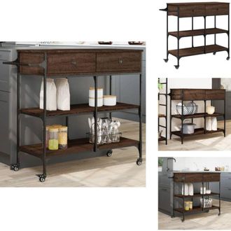 vidaXL K&uuml;chenwagen Braun Eichen-Optik 105x42x95 cm Holzwerkstoff - K&uuml;chentisch - K&uuml;chenschrank - K&uuml;cheninsel - Rollwagen - Servierwagen