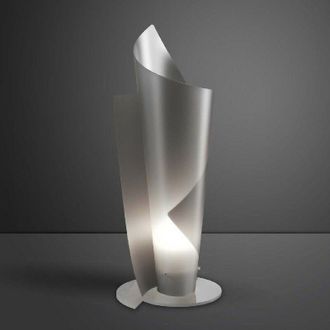 Linea Zero Tischlampe aus Polilux vela Silber Durchmesser 27 x H70 cm
