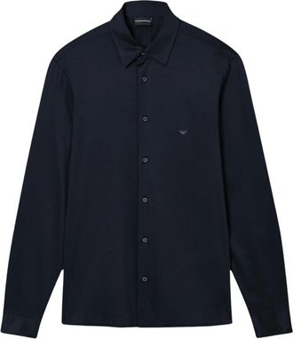 Emporio Armani Homme, Chemises, Bleu, Taille: XL Chemise slim en jersey Lyocell m&eacute;lang&eacute;