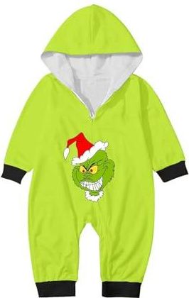 Generic Le Grinch Pyjama Noel Famille De Grinch Hiver Garcon Couple Ensemble Chaud Et Doux Coton Pull Deguisement Assorti The Enfant Costume Adulte Bebe Homme