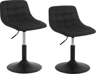 Woltu Schminktisch Stuhl Hocker 2er Set für Schminktisch, Schlafzimmer & Esszimmer - Höhenverstellbar, 360° Drehbar mit Rückenlehne, aus Bequemer Samt, Schw