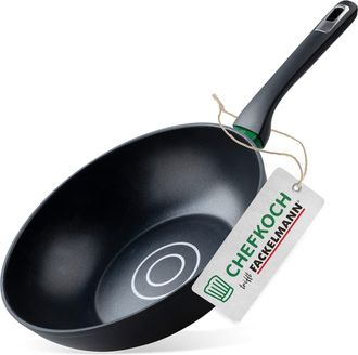 Fackelmann Chefkoch Wokpfanne &Oslash;28 cm Hamburg mit Antihaft-Beschichtung - Wok aus Aluminium: Extra leicht - F&uuml;r alle Herdarten geeignet (auch Induktion)