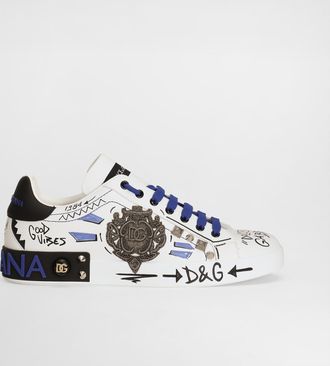 Dolce & Gabbana Sneaker Portofino Aus Kalbsleder Mit Patch - Mann Sneakers Mehrfarbig 41.5