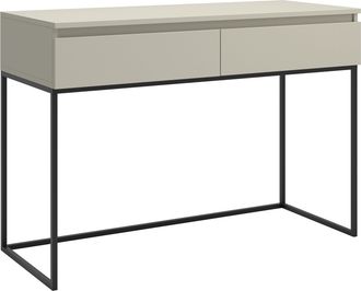 Selsey Schreibtisch Computertisch B&uuml;rotisch Mit 2 Schubladen Metallrahmen 120 x 50 x 80 cm Taupe Mit Schwarzen Beinen