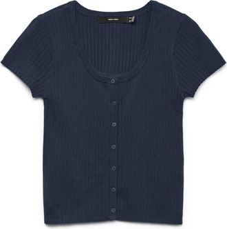 Vero Moda Vmgold Rib Ss U-Neck Button Top