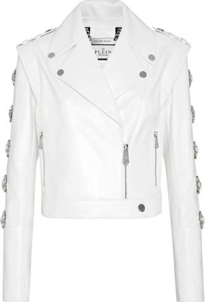 Philipp Plein Femme, Vestes, Blanc, Taille: 42 FR Broches pour veste de motard