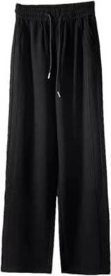 Generic Pantalon d&eacute;contract&eacute; drap&eacute; taille haute pour femme - Pantalon droit dhiver en cachemire, Pantalon noir, XXL