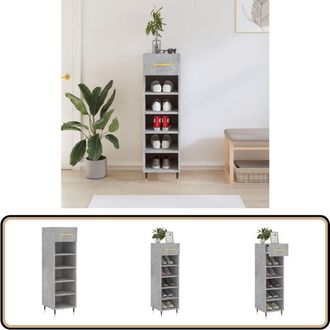vidaXL Vidaxl - Schuhschrank Betongrau 30x35x105 cm Holzwerkstoff - Schuhschrank - Garderobe - Einbauschrank - Regal - Wohnzimmermöbel