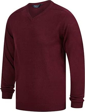 Kensington Eastside Mondrich V-Neck Knitted Jumper in Zinfandel XL