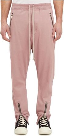 Rick Owens Homme, Pantalons, Rose, Taille: M Pantalon de jogging en coton avec cordon de serrage et d&eacute;tails zipp&eacute;s