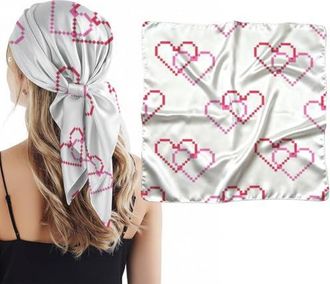 Generic Bandana mignon rose en forme de coeur en soie pour dormir, bandanas carr&eacute;s, accessoires pirates, Coeur rose mignon, 24 &times; 24 inch