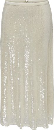 Only Damen Onlcarin Sequins A-Shape Skirt WVN Rock, Creme, 36