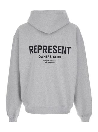 Represent Mens Zip-Up Hoodie Grey Cotton Sweatshirts Sweater