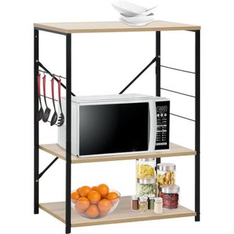 vidaXL Armoire à micro-ondes noir et chêne 60x39,6x79,5 cm Vidaxl