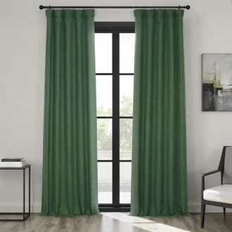 Half Price Drapes Verdunkelungsvorhänge aus Leinenimitat, 213 cm lang, luxuriöse Leinenvorhänge für Schlafzimmer und Wohnzimmer (1 Paneel), 127 x 213 cm, Schlüsselgrün