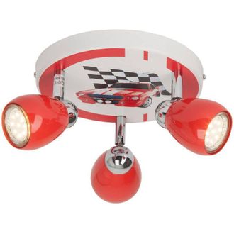 Brilliant Lampe Racing led Spot Rondell 3flg rouge / blanc-noir 3x LED-PAR51, GU10, 3W lampes &agrave; r&eacute;flecteur led incluses, (250lm, 3000K) &Eacute;chelle a ++ &agrave; e T&ecirc;tes