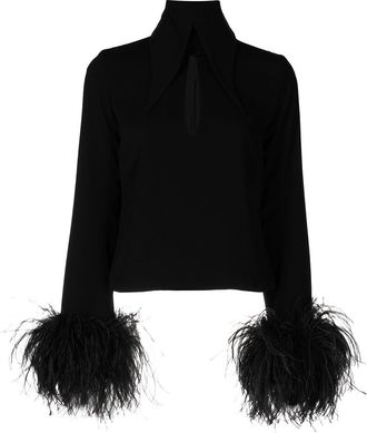16Arlington Bluse mit Federn - Schwarz