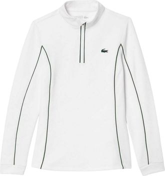 Lacoste Sweatshirt f&uuml;r Damen, mit kurzem Rei&szlig;verschluss, Tennis (Wei&szlig;/Gr&uuml;n)