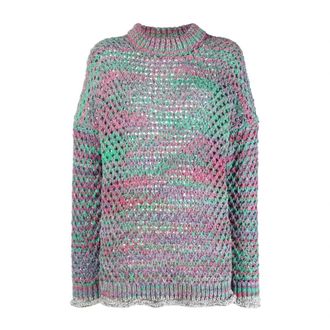 The Attico L&auml;ssiger- mehrfarbiger Baumwoll-Nylon-Pullover - - Knitwear - Damen - Mehrfarbig - S
