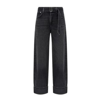 A Gold E High-Waisted Wide Leg Cropped Jeans - - Jeans - Damen - Schwarzk - W26