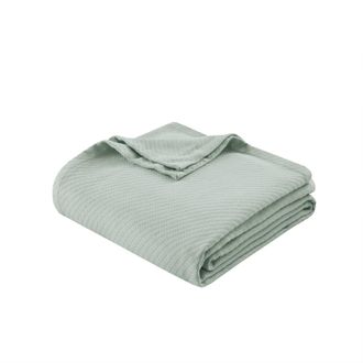 Madison Park Liquid Cotton Luxury Blanket Premium Soft Cozy 100% Ring Spun Cotton For Bed, Couch or Sofa, King, Sea Foam