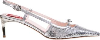 Roger Vivier Hohe Schuhe - Mini Buckle Sling Back - Gr. 40 (EU) - in Silber - f&uuml;r Damen