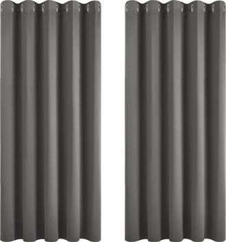 Deconovo Blickdichte Vorhänge Wohnzimmer Thermovorhänge Thermovorhänge Wärmeisolierend gegen Kälte 160x168cm(HxB) Dunkelgrau 2er Set