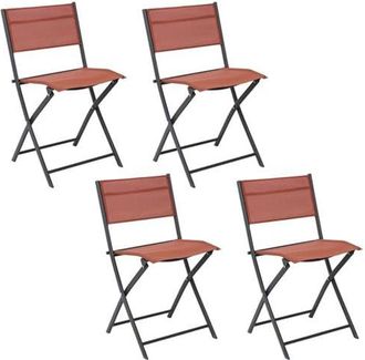 The Home Deco Factory HDO7318, Set mit 4 Stühlen in modernem Design aus Terrakotta, bequem und pflegeleicht, ideal für den Außenbereich, Maße 46 x 80 x 50 cm, Farbe Terrako