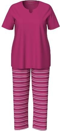 Ulla Popken Pyjama à Rayures 830405 Ensemble de Pijama, Fuchsia, 48-50 Femmes