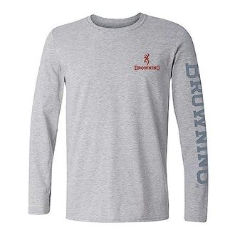 Browning Buckmark T-Shirt à Manches Longues pour Homme Motif Chasse et Plein air, Hunt Tough (Gris Sport), XX-Large