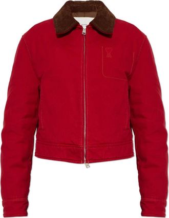 Ami Jeansjacke mit Kragen - - Jackets - Damen - Rot - L