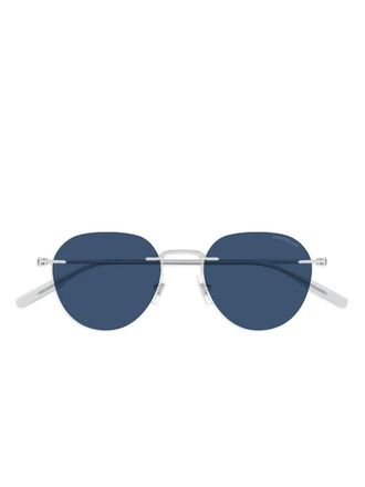 Montblanc lunettes de soleil &agrave; monture ronde - Argent